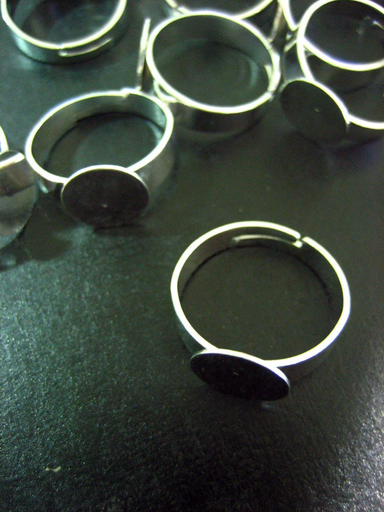 Silver Plated 10mm Ring Base Wide Band Adjustable Blanks - Etsy