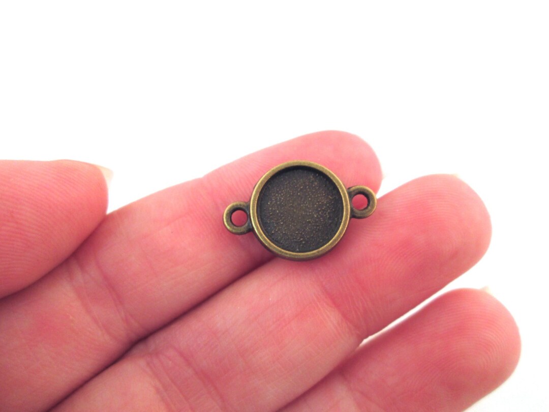 10 Round 10mm Brass Pendant Connectors Charms, Double Sided Bronze ...
