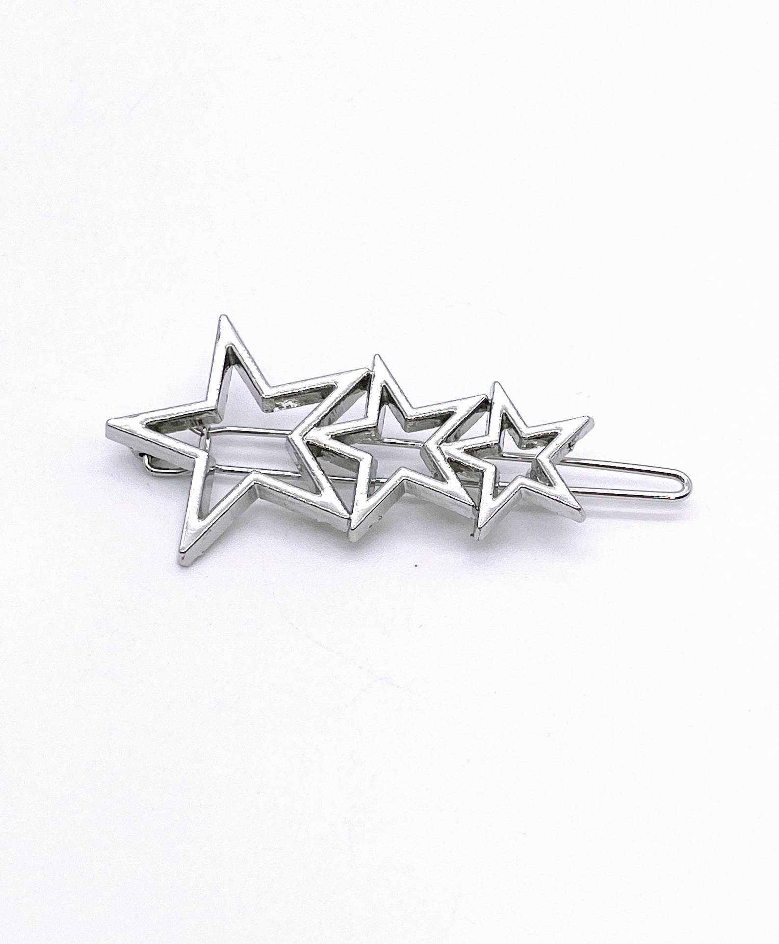 Two Large Silver Tone Star Hair Clip Blanks, Uv Resin Hollow Star Hair ...
