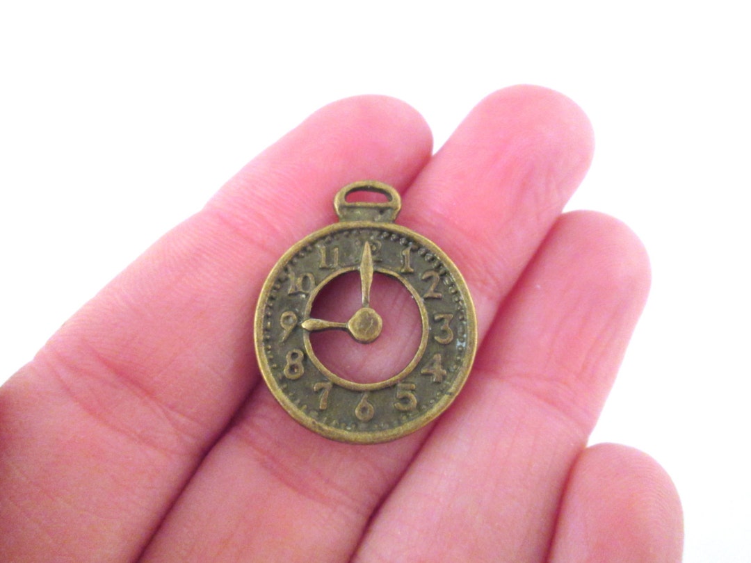 Brass Pocket Watch Charm Clock Pendant 20x25mm, Pick Your Amount, D82 ...