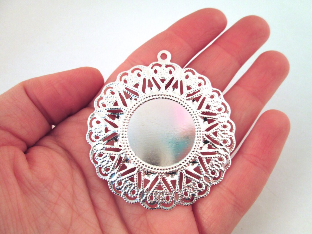 25mm Silver Filigree Bezel Setting Stamping Pendant Charm, Pick Your ...