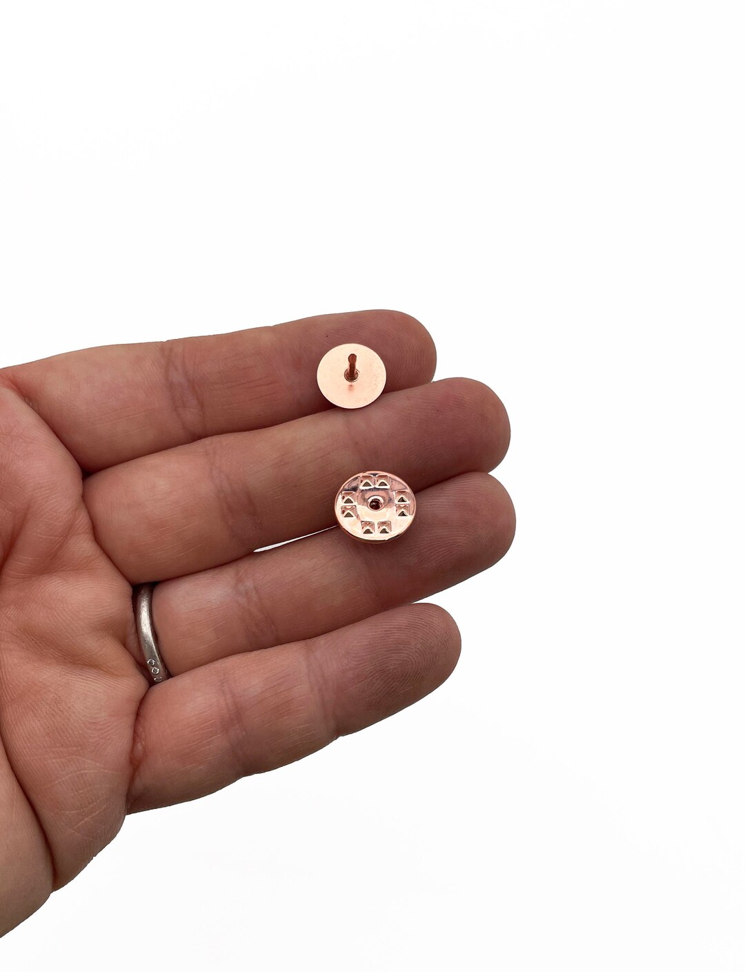 4 Round 10mm Round Flat Pad Rose Gold Plated Tie Tacks With Clasps, Diy ...