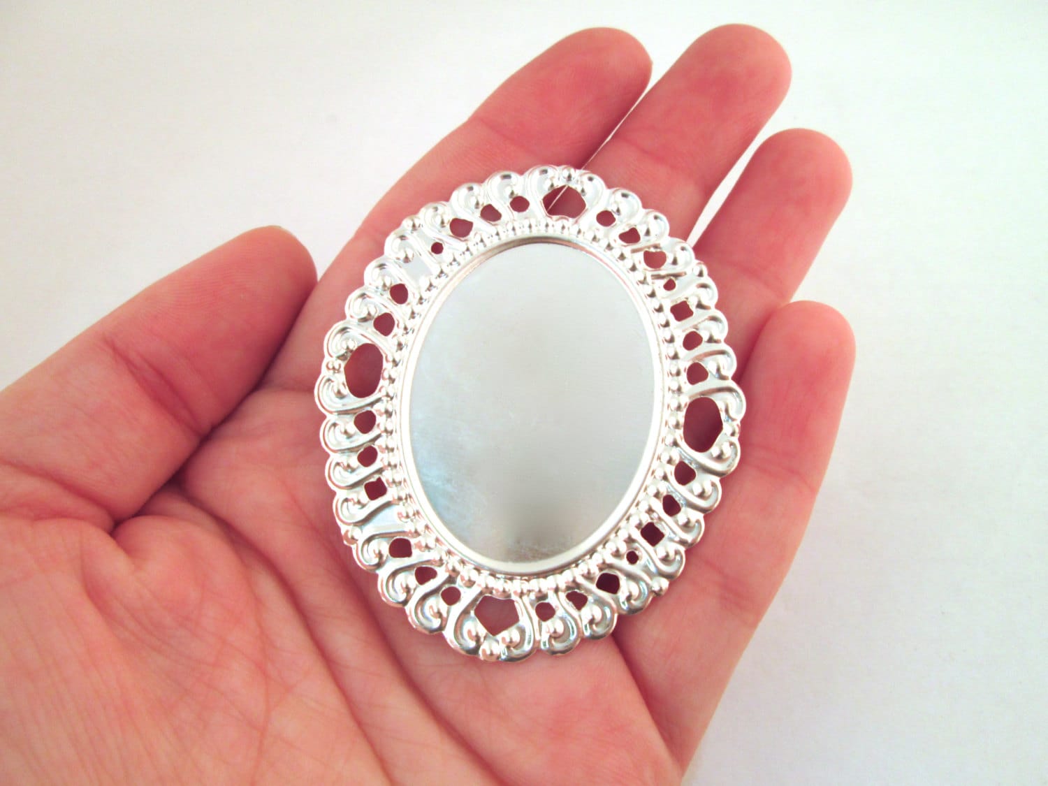 Silver plated bezel filigree settings holds a 30x40mm | Etsy