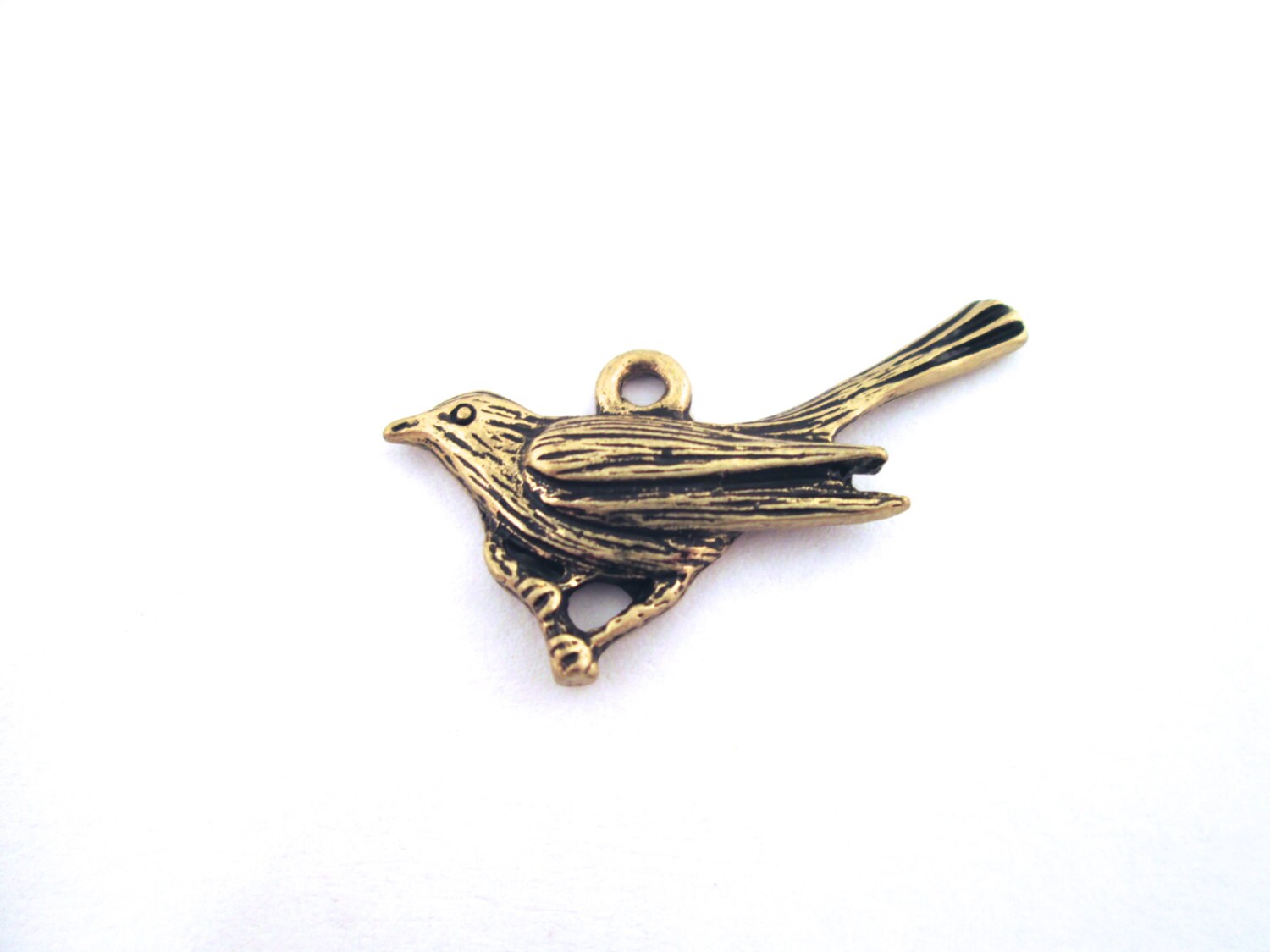 6 Perched Bird Pendants Brass Plated 28x23mm D215 | Etsy