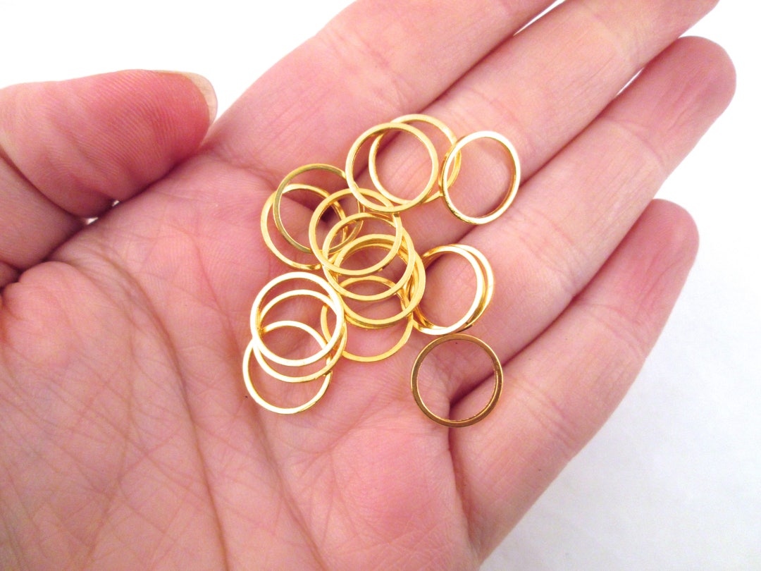 50 Gold Plated 12mm Circle Connectors, Round Linking Ring Pendant ...