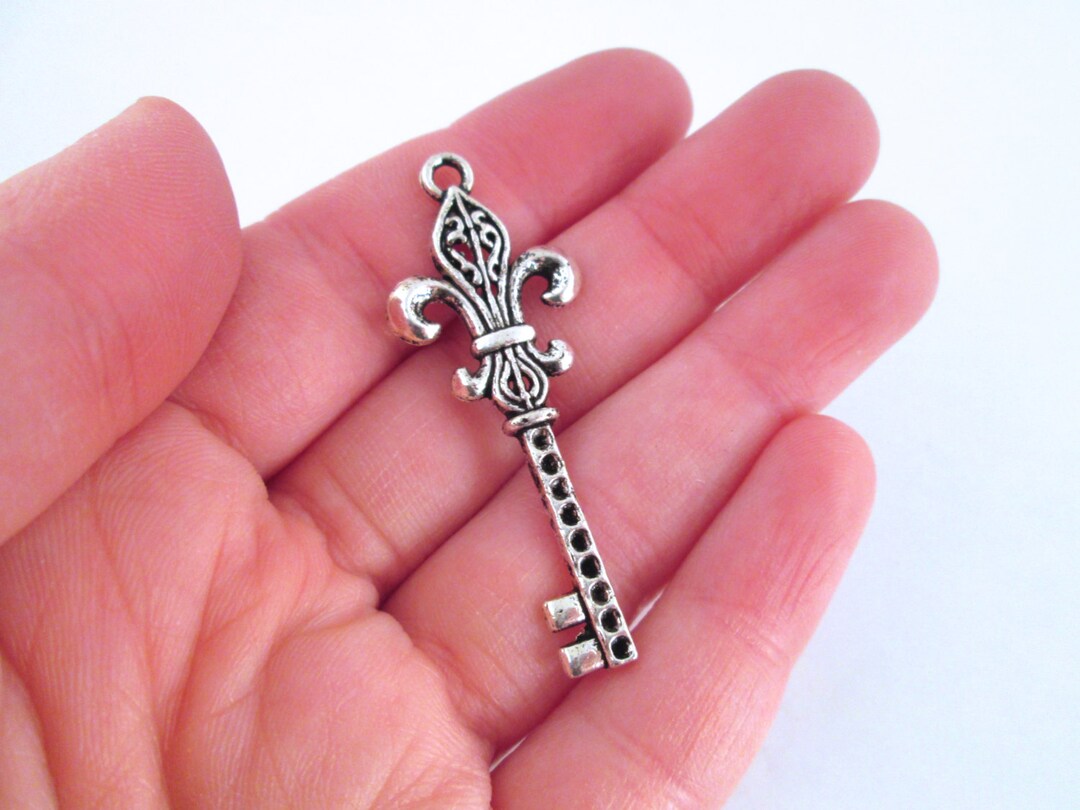 Skeleton Fleur De Lys Keys Pendant Charms Silver Plated48mm - Etsy