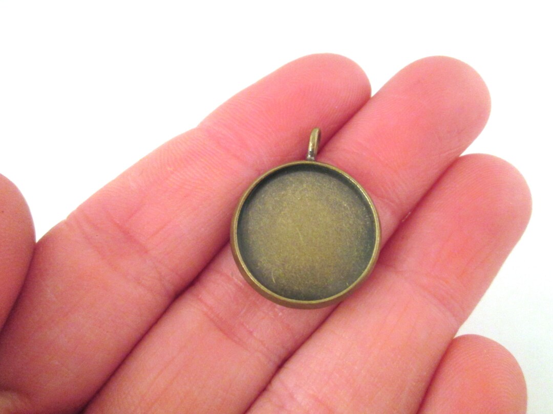 Ten Brass 16mm Round Bezel Pendant Settings, Bronze Charm Blank Bases ...