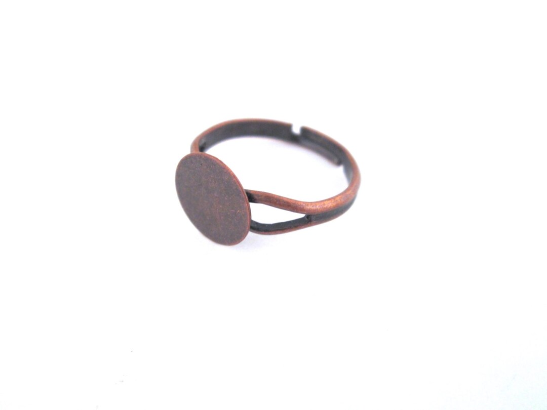 10mm Round Adjustable Ring Bases, Antique Red Copper Plated Split Band ...