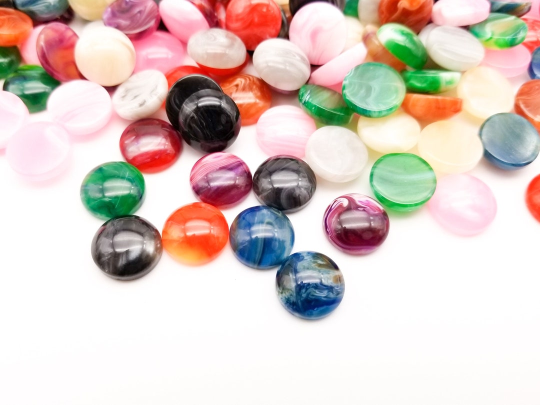 10 Faux Gemstone 12mm Round Assorted Color Marble or Agate Resin ...