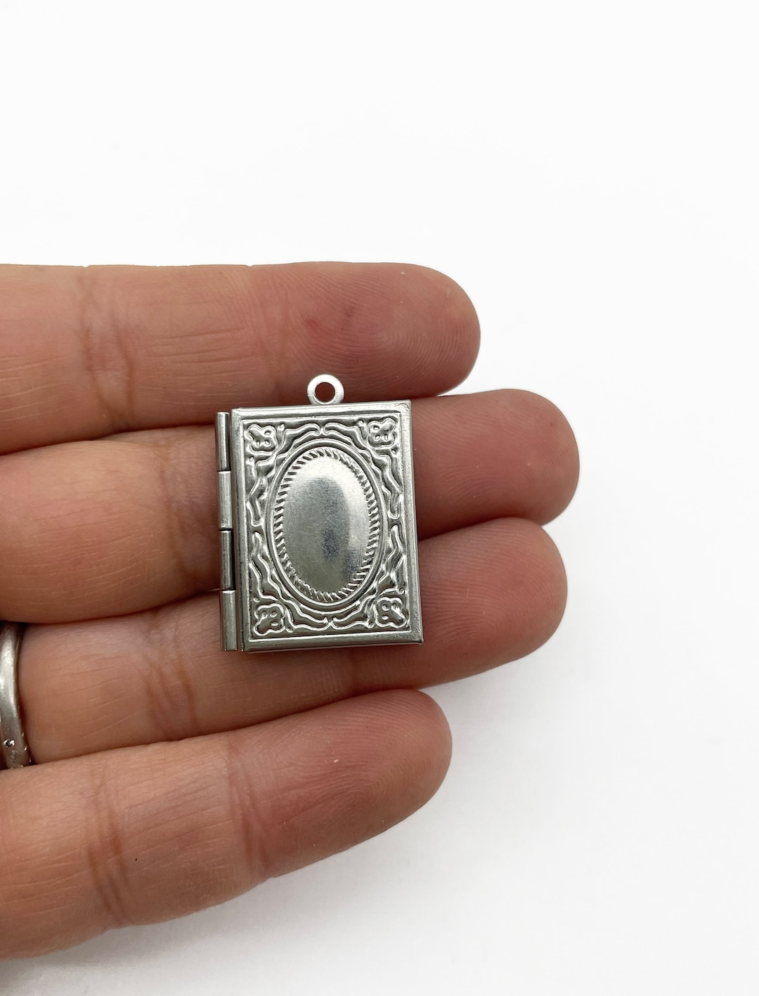Two Stainless Steel Silver Tone Book Lockets 26x20mm, D76 - Etsy