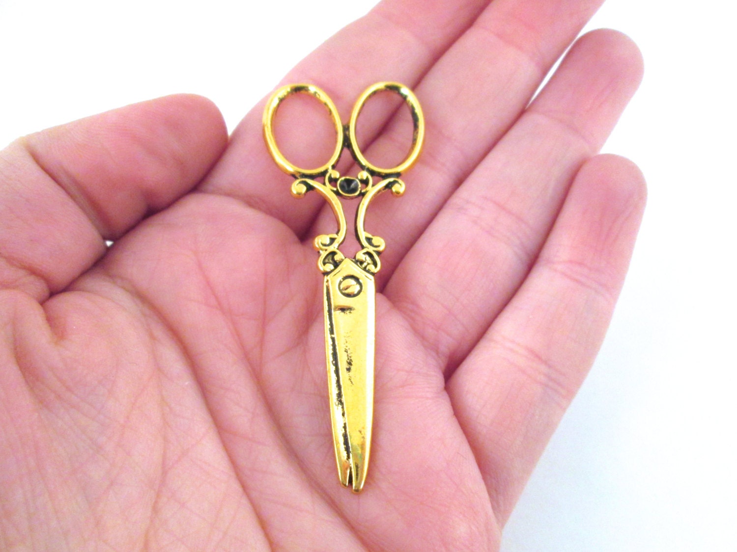 Large gold plated scissor pendants pick your amount D114 | Etsy