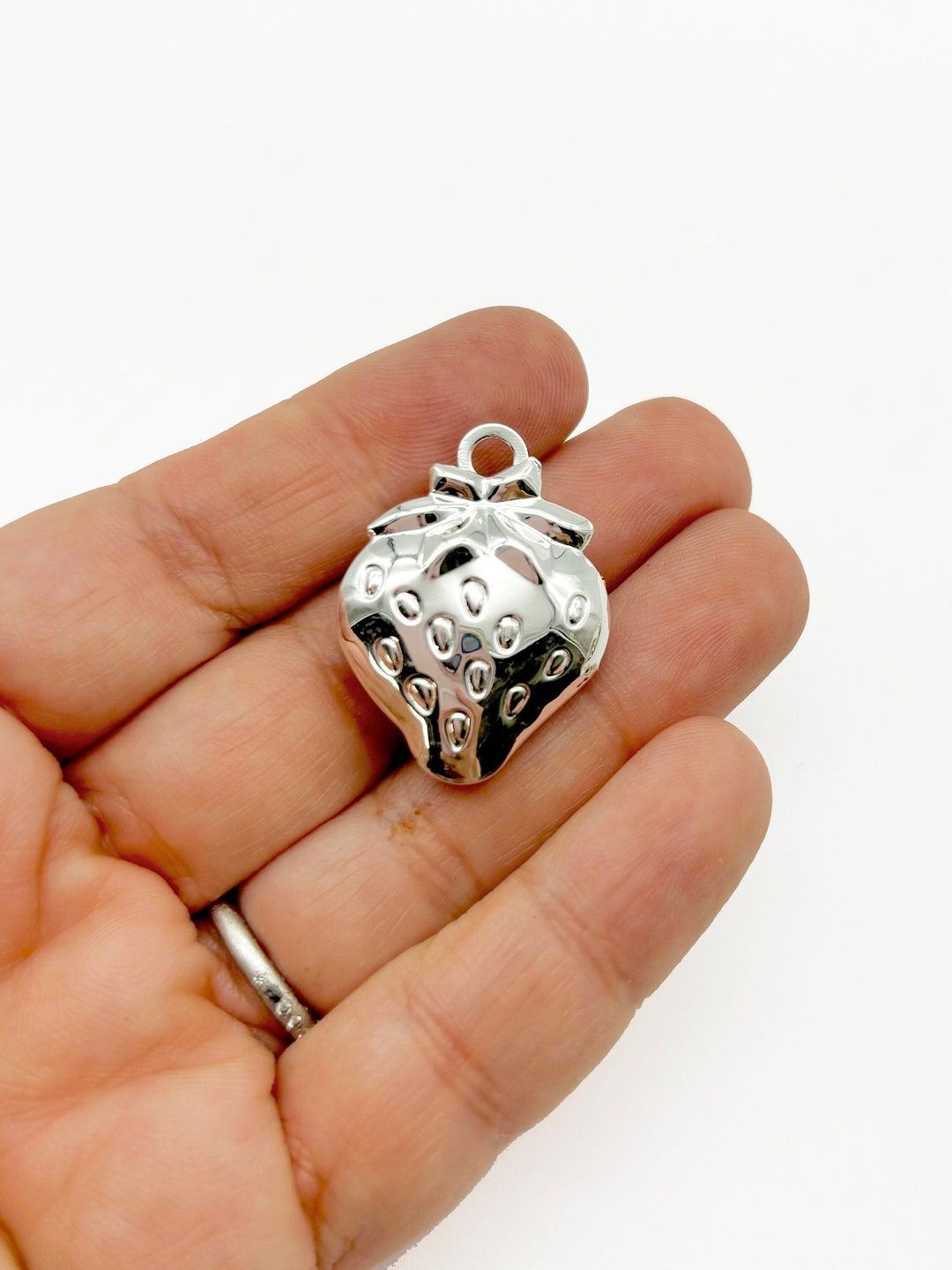 One Silver Plated Strawberry Locket Charms, Double Sided Fruit Keepsake Pendants, D253 - Etsy