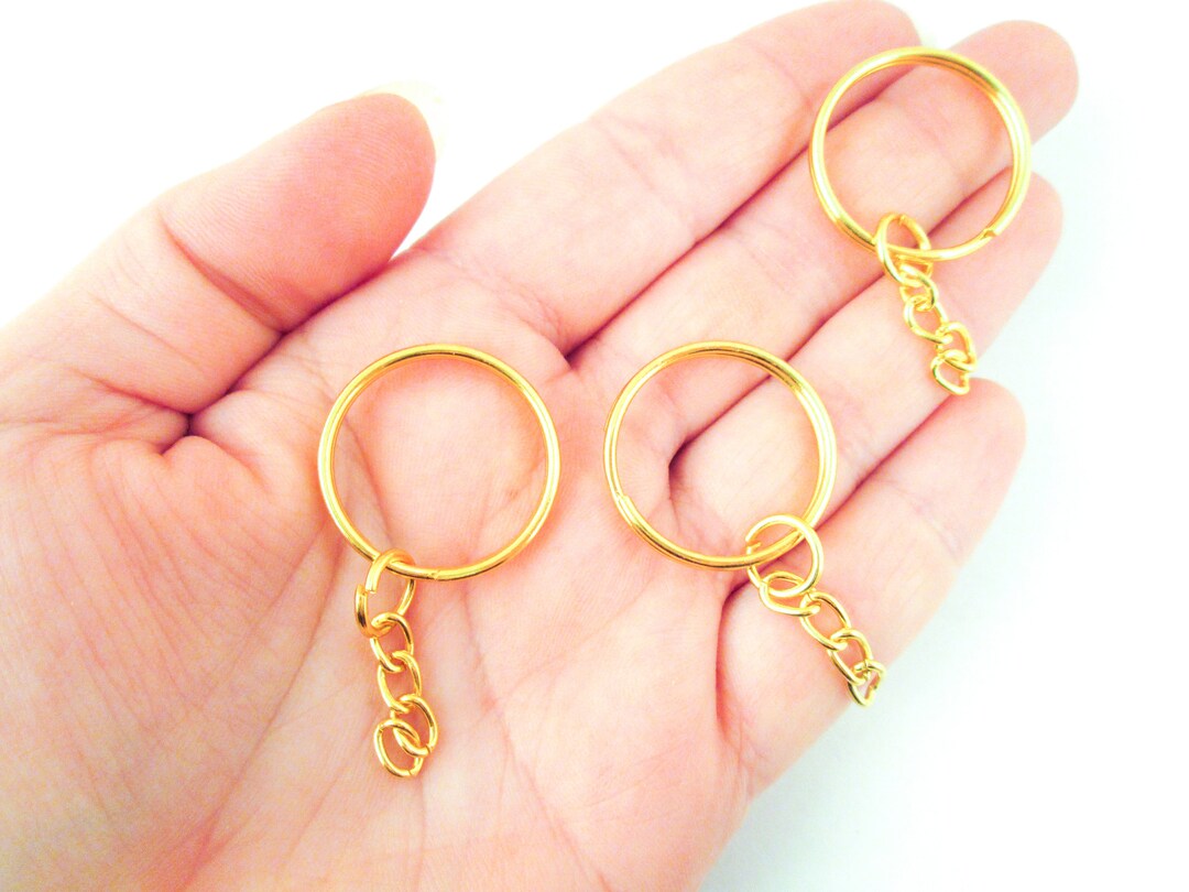 Gold Plated Key Chain, 23mm Round Gold Keyring, Metal Key Ring Fob ...