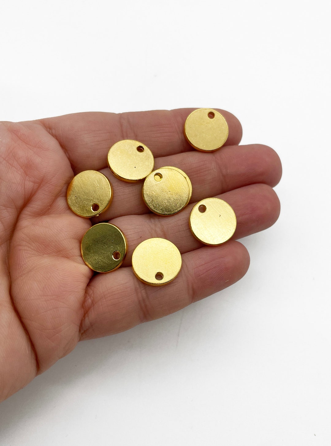 15 Round 14mm Gold Plated Stamping Tag Charm Pendant B109 - Etsy