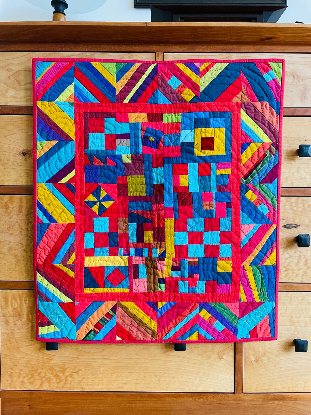 Improv Style Art Quilt, Hand Quilted, Ready to Hang - Etsy
