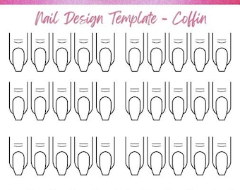 Square Nail Template, Content Creator, Nail Planner, Acrylic Nail Art ...