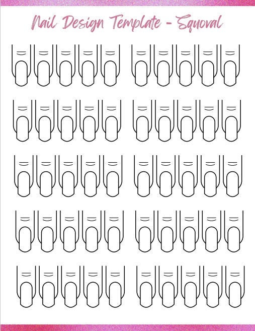 Squoval Nail Template, Content Creator, Nail Planner, Acrylic Nail Art ...