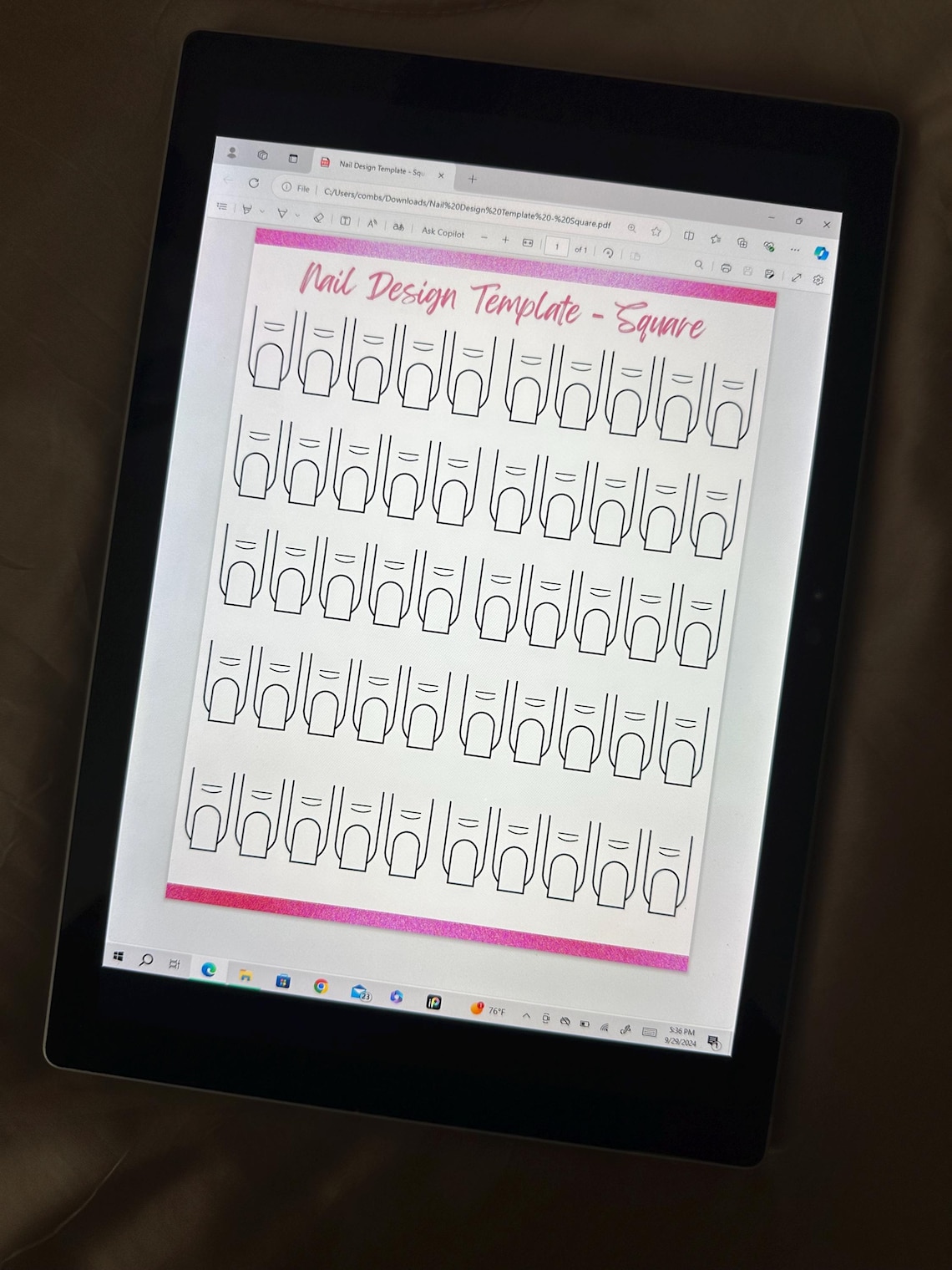 Square Nail Template, Content Creator, Nail Planner, Acrylic Nail Art ...