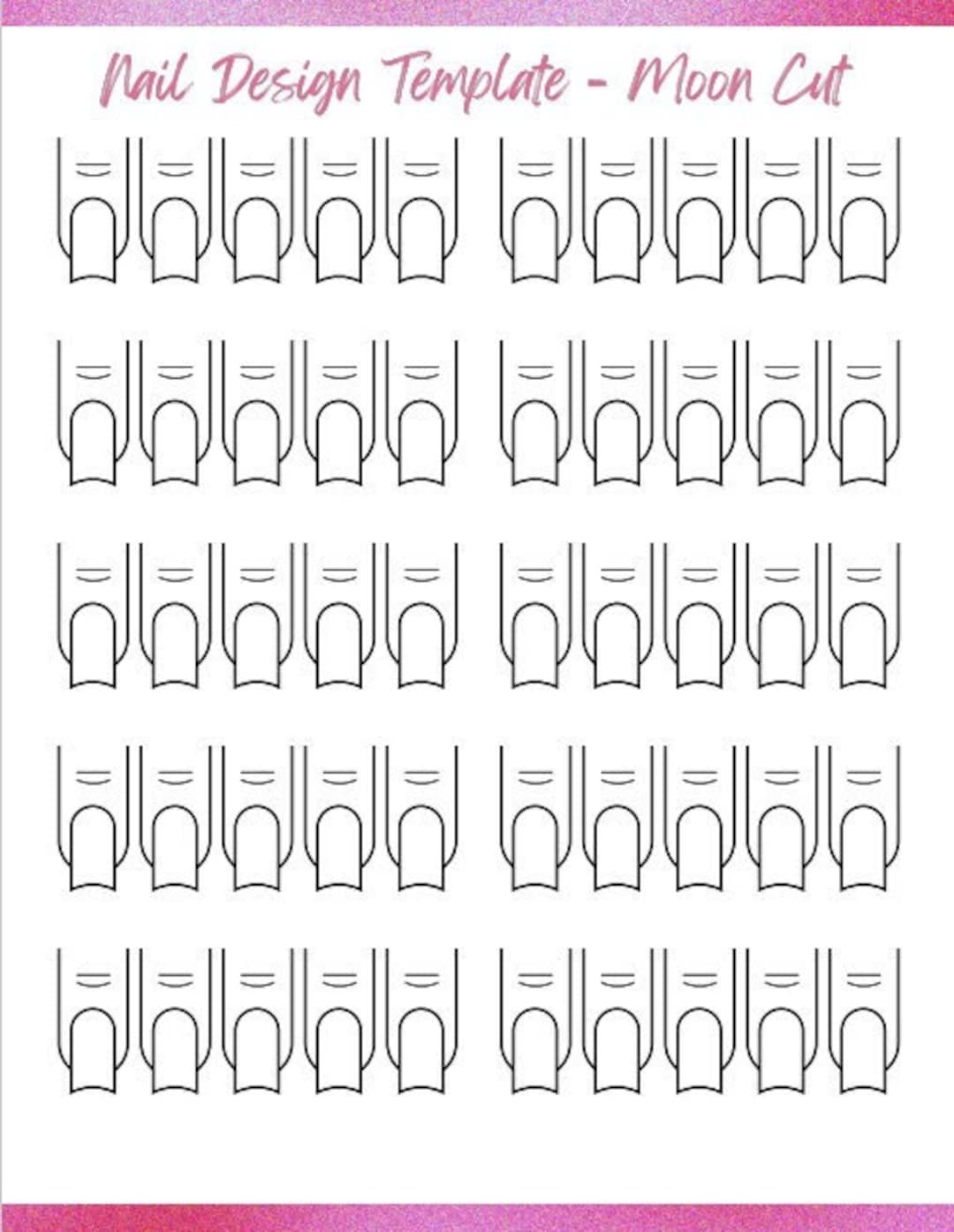 Moon Cut Nail Template, Content Creator, Nail Planner, Acrylic Nail Art ...