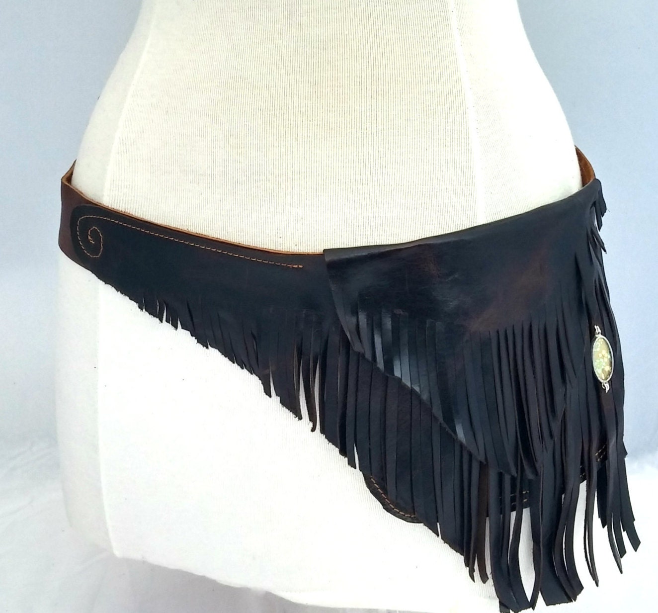 Leather Fringe Belt Bag Shi Pocket Belts One of a Kind - Etsy