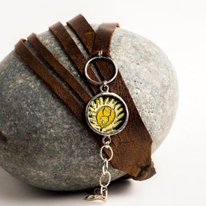 Leather With Peacock Feather Wrap Around Cuff Tether Bracelet by Shi ...