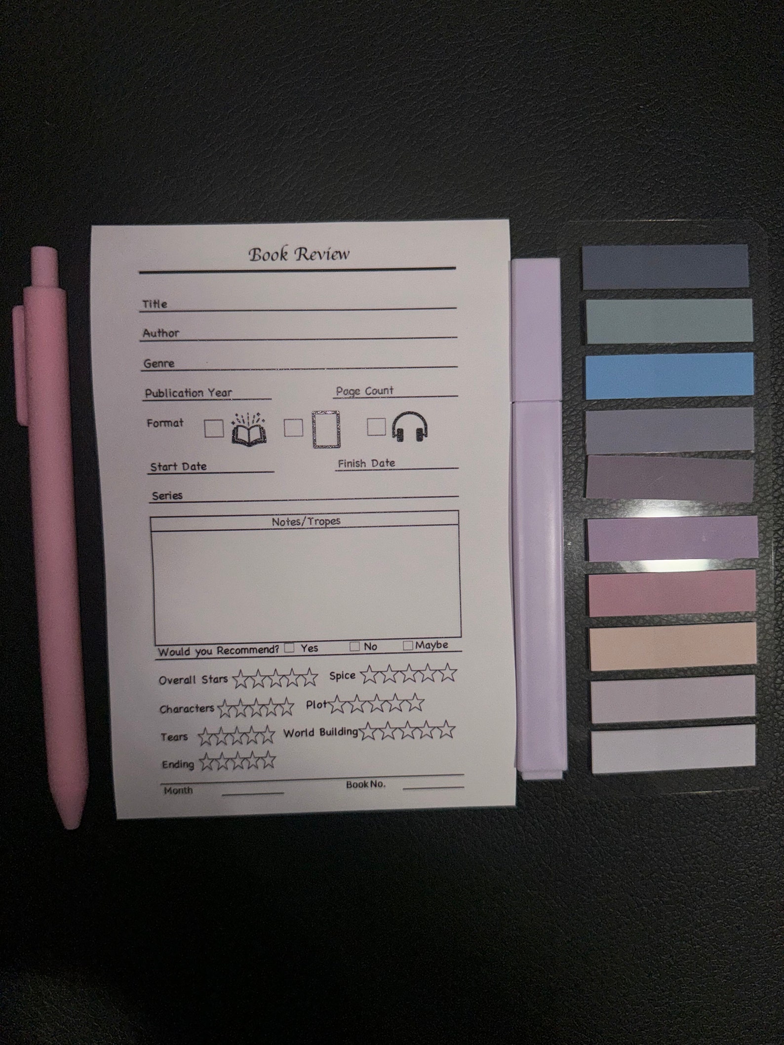 Book Review Sticky Notes Notepad Kit Medium - Etsy