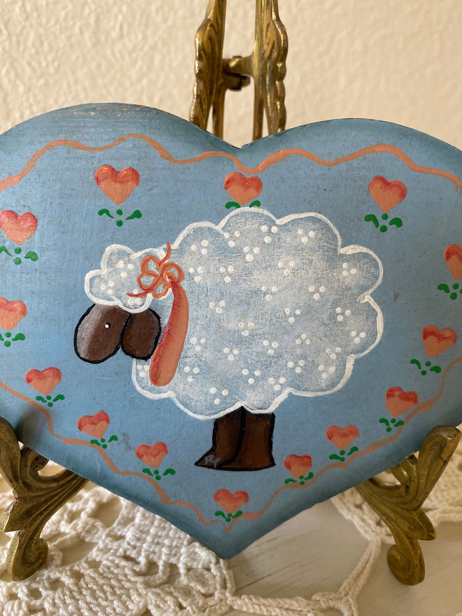 Vintage Wooden Heart / Painted Sheep Heart / Farmhouse Decor - Etsy