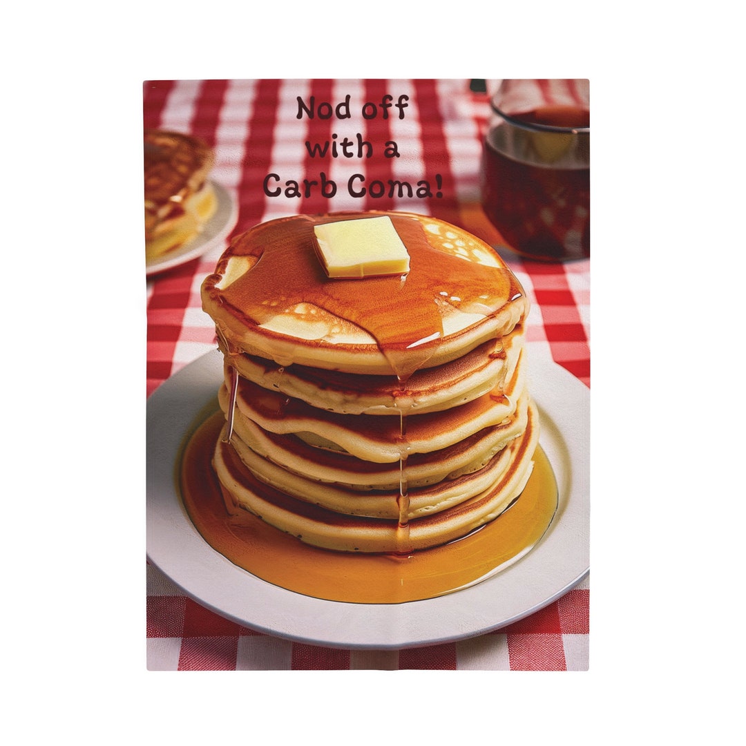 Carb Coma Velveteen Plush Blanket, Pancake Stack With Butter & Maple ...