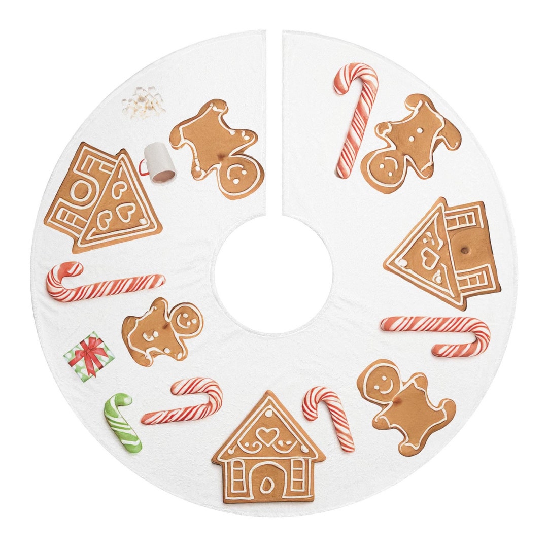 Christmas Tree Skirts, Gingerbread and Candy Canes, Holiday Tree Skirt ...