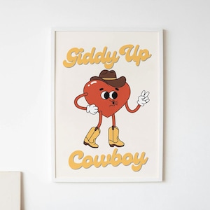 Giddy up Cowboy Quote Print Minimalist Western Wall Art Heart Poster ...
