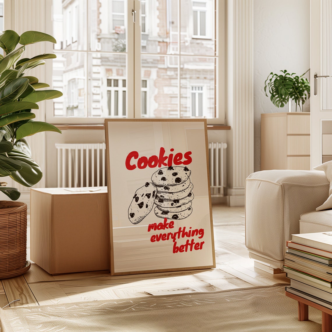 Cookies Poster Dessert Art Print Chocolate Chip Cookie Print, Sweets ...