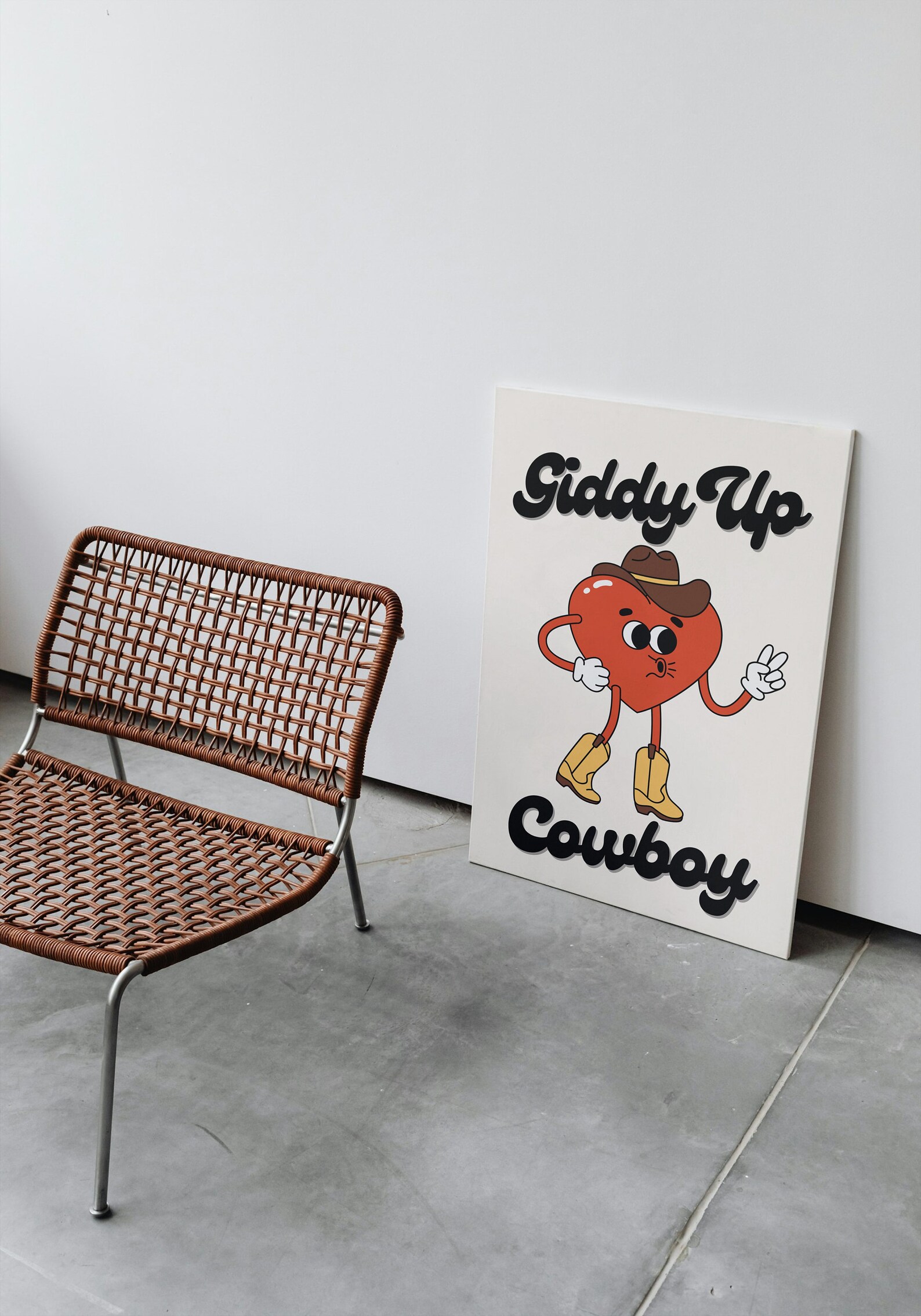 Retro Giddy up Cowboy Poster Vintage Western Wall Art Cowboy Hat Print ...