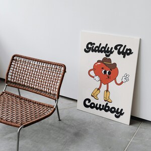 Retro Giddy up Cowboy Poster Vintage Western Wall Art Cowboy Hat Print ...