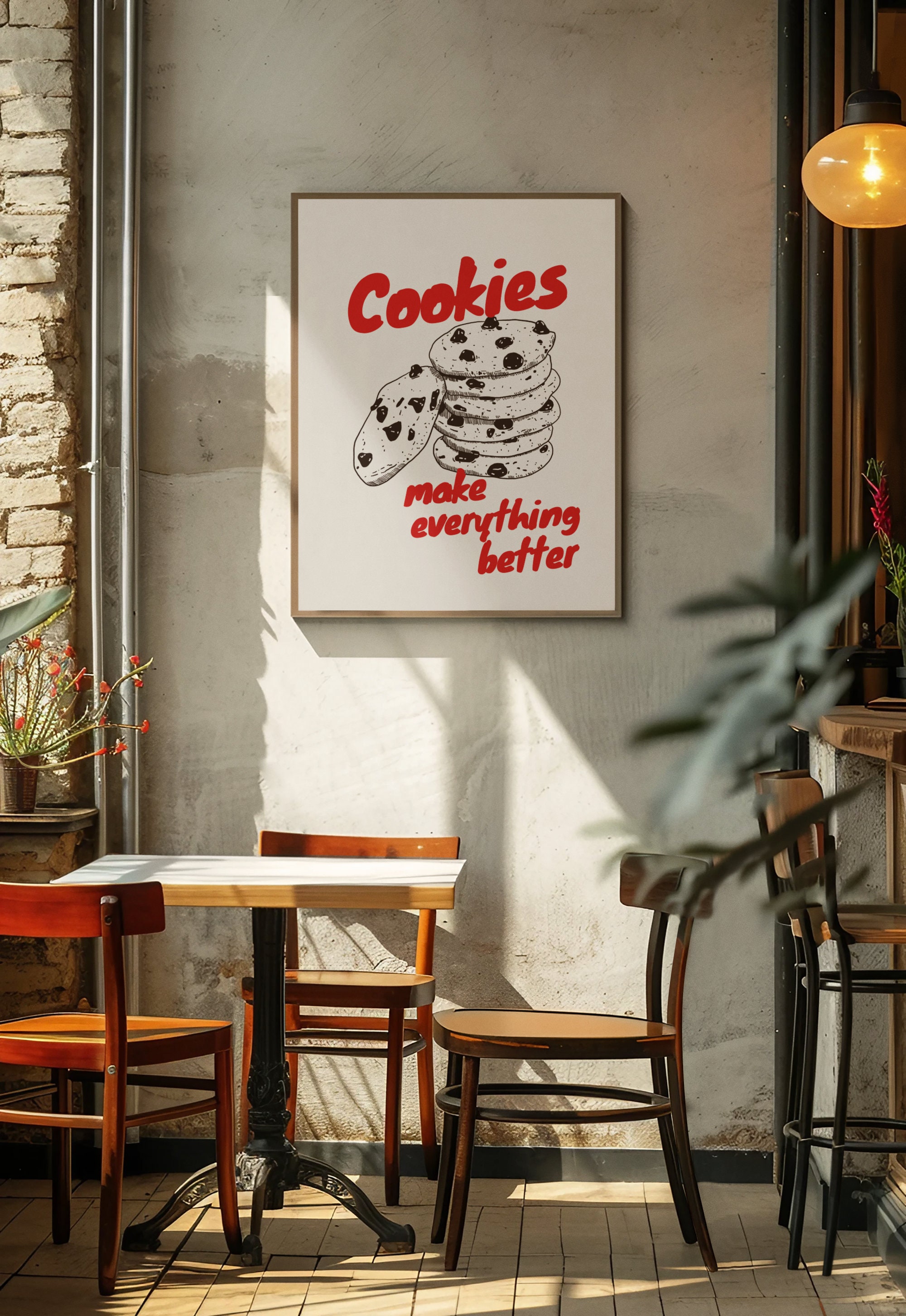 Cookies Poster Dessert Art Print Chocolate Chip Cookie Print, Sweets ...