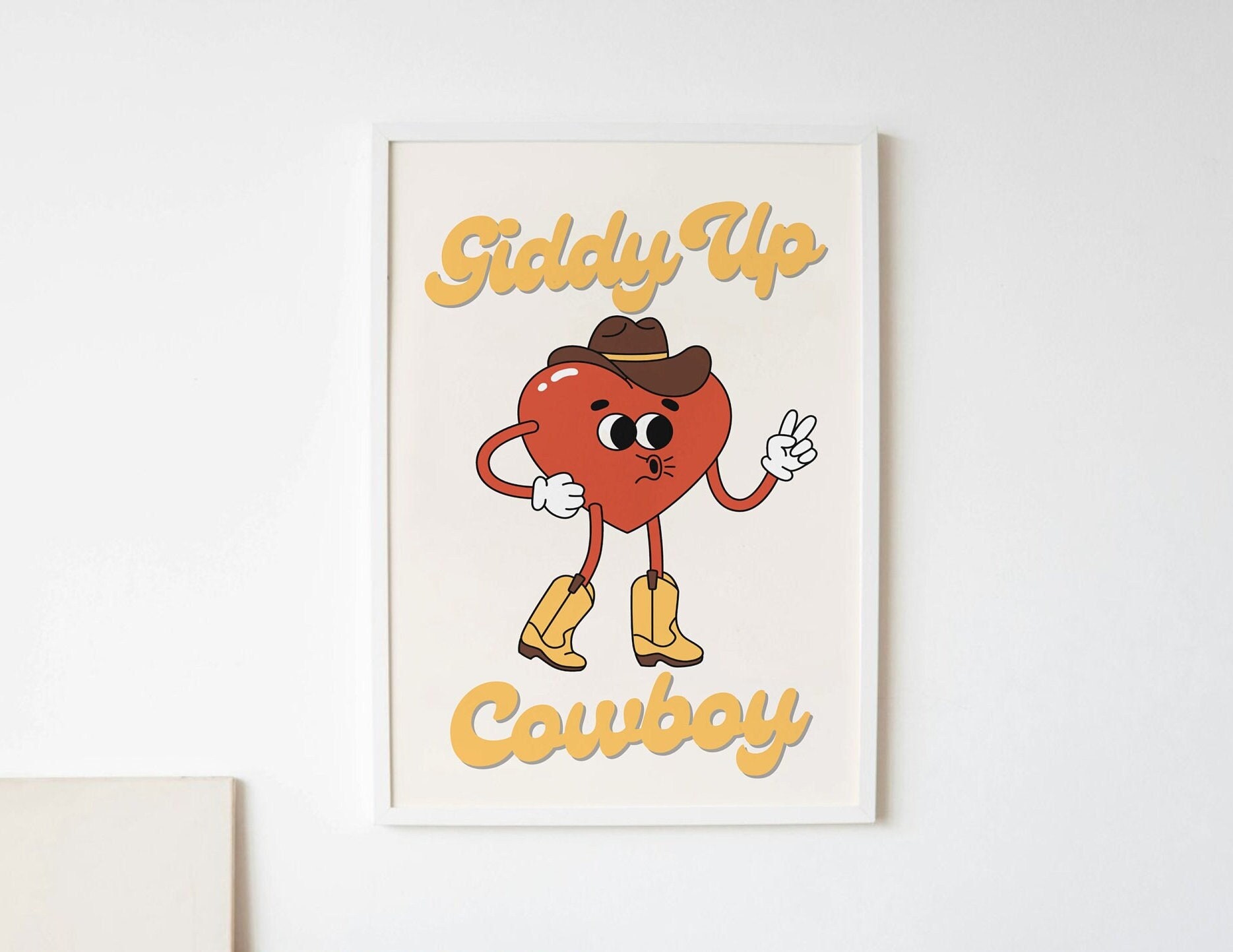 Giddy up Cowboy Quote Print Minimalist Western Wall Art Heart Poster ...