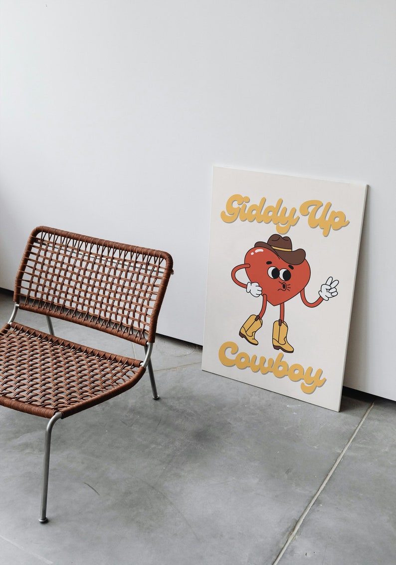 Giddy up Cowboy Quote Print Minimalist Western Wall Art Heart Poster ...