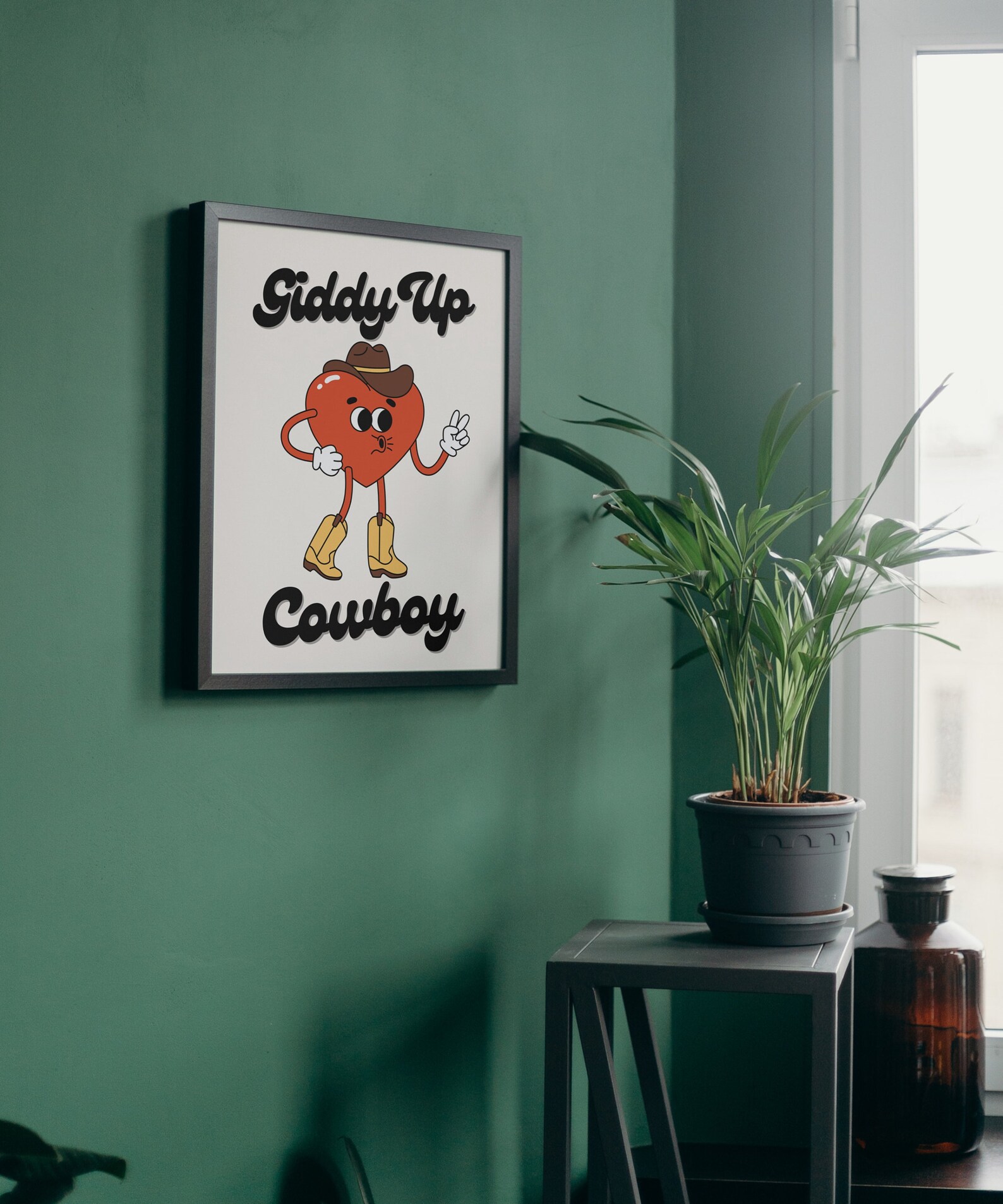 Retro Giddy up Cowboy Poster Vintage Western Wall Art Cowboy Hat Print ...