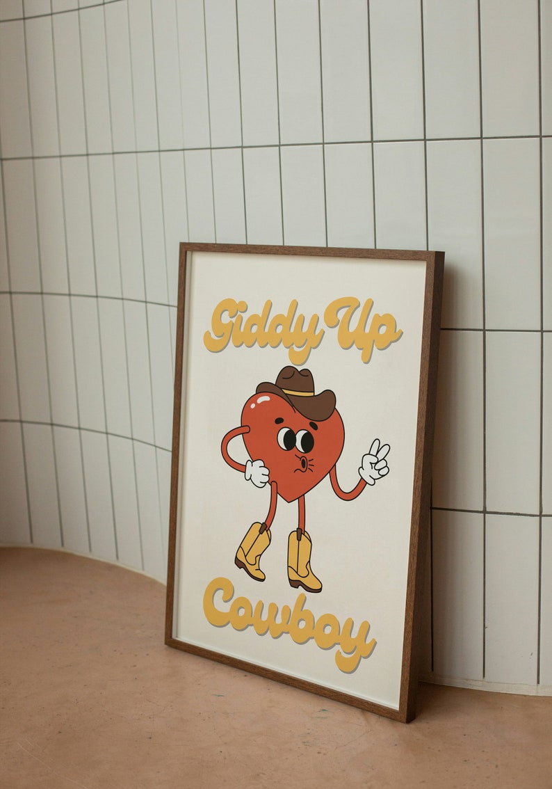 Giddy up Cowboy Quote Print Minimalist Western Wall Art Heart Poster ...