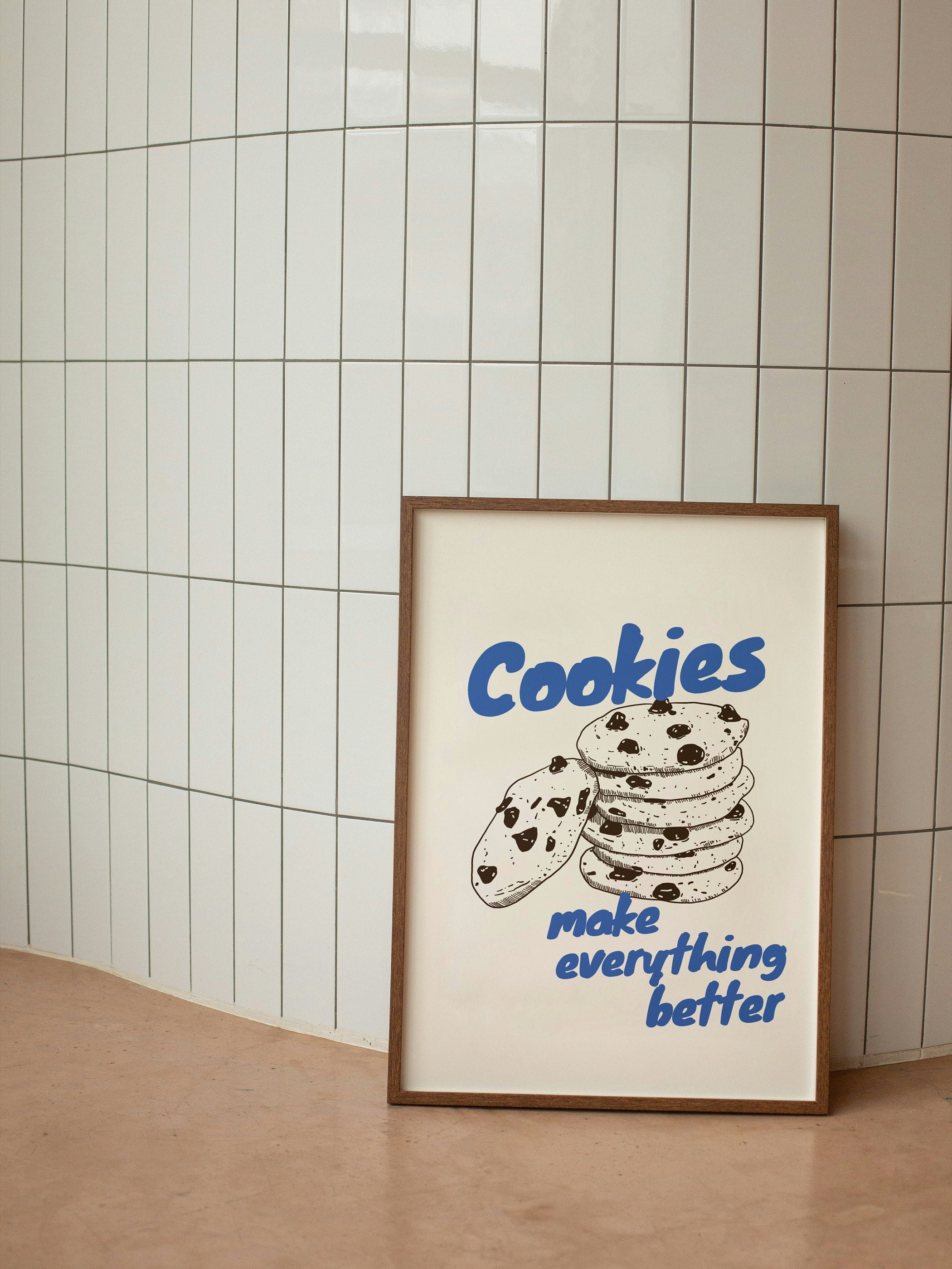 Cookies Poster Dessert Art Print Chocolate Chip Cookie Print, Sweets ...