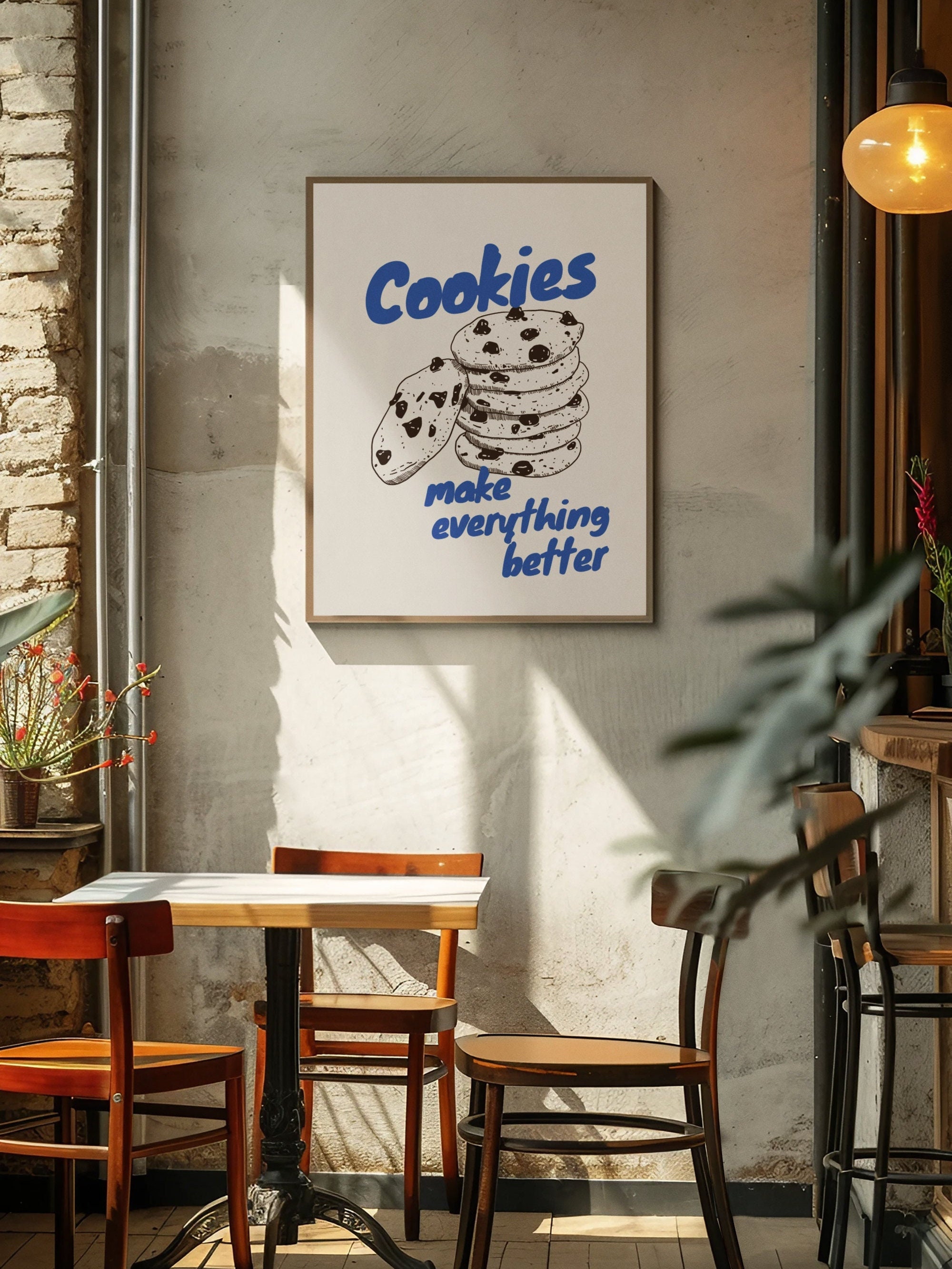 Cookies Poster Dessert Art Print Chocolate Chip Cookie Print, Sweets ...