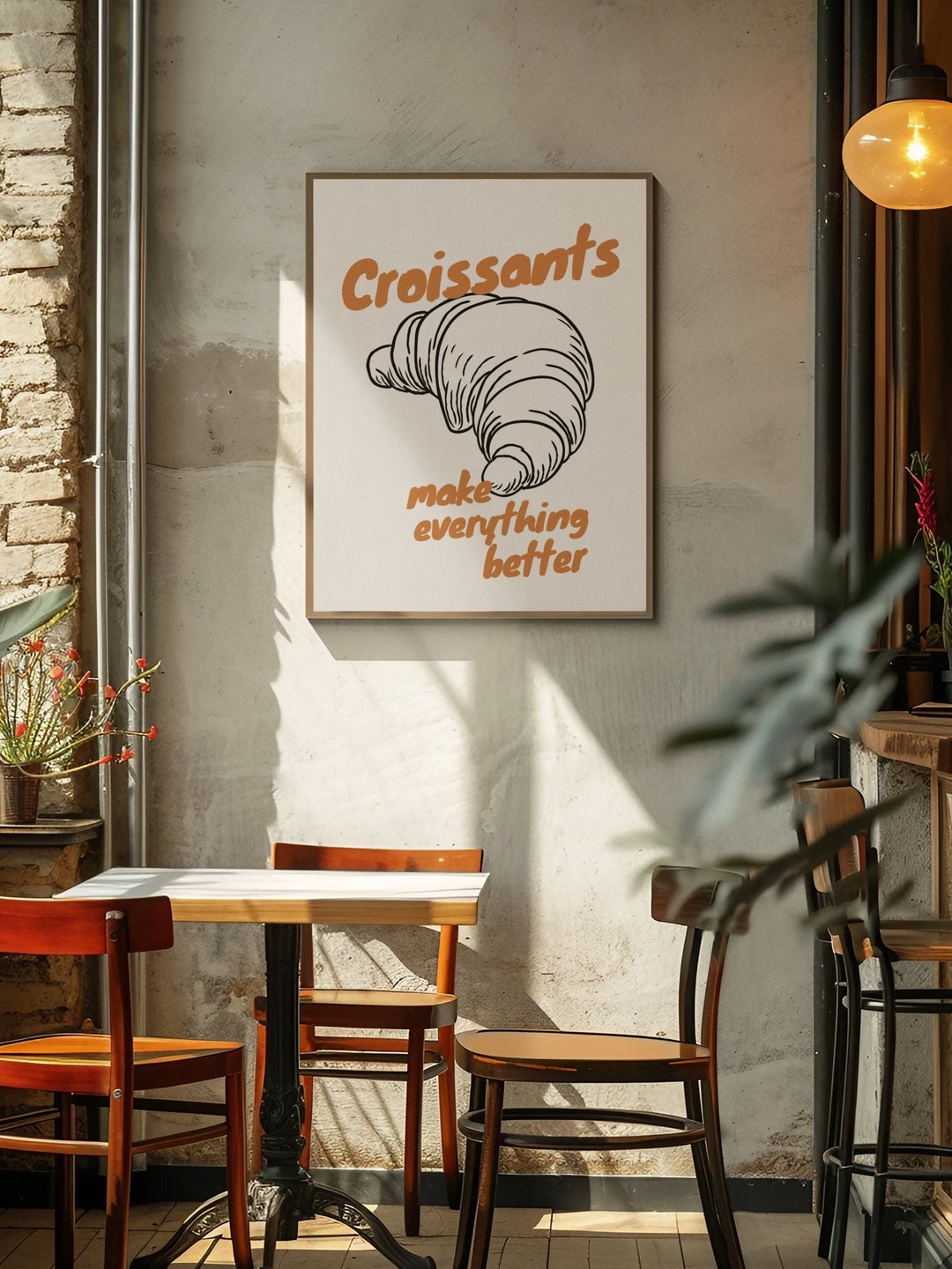 Croissant Printable Wall Art French Pastry Funny Poster Kitchen Decor ...