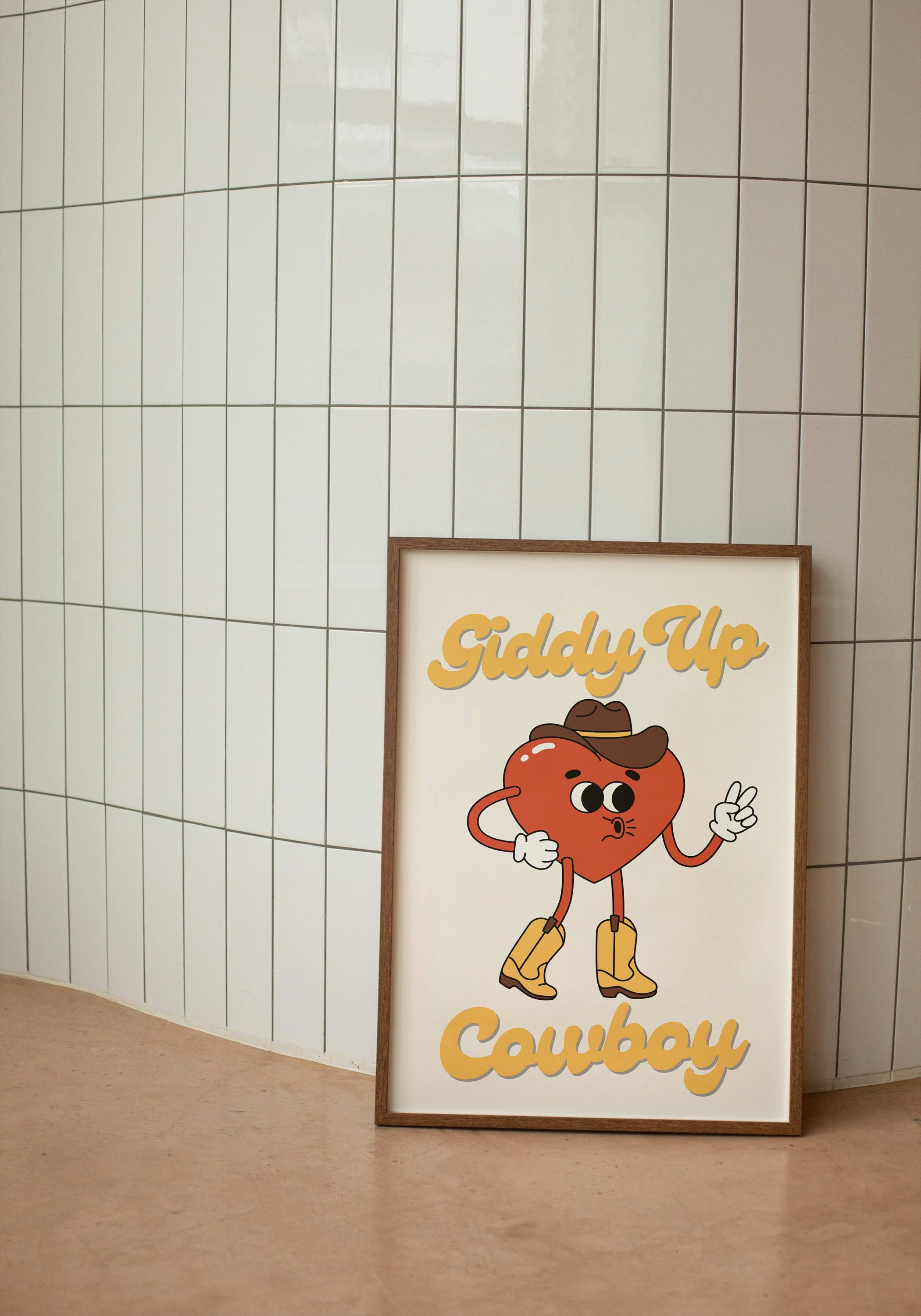 Giddy up Cowboy Quote Print Minimalist Western Wall Art Heart Poster ...