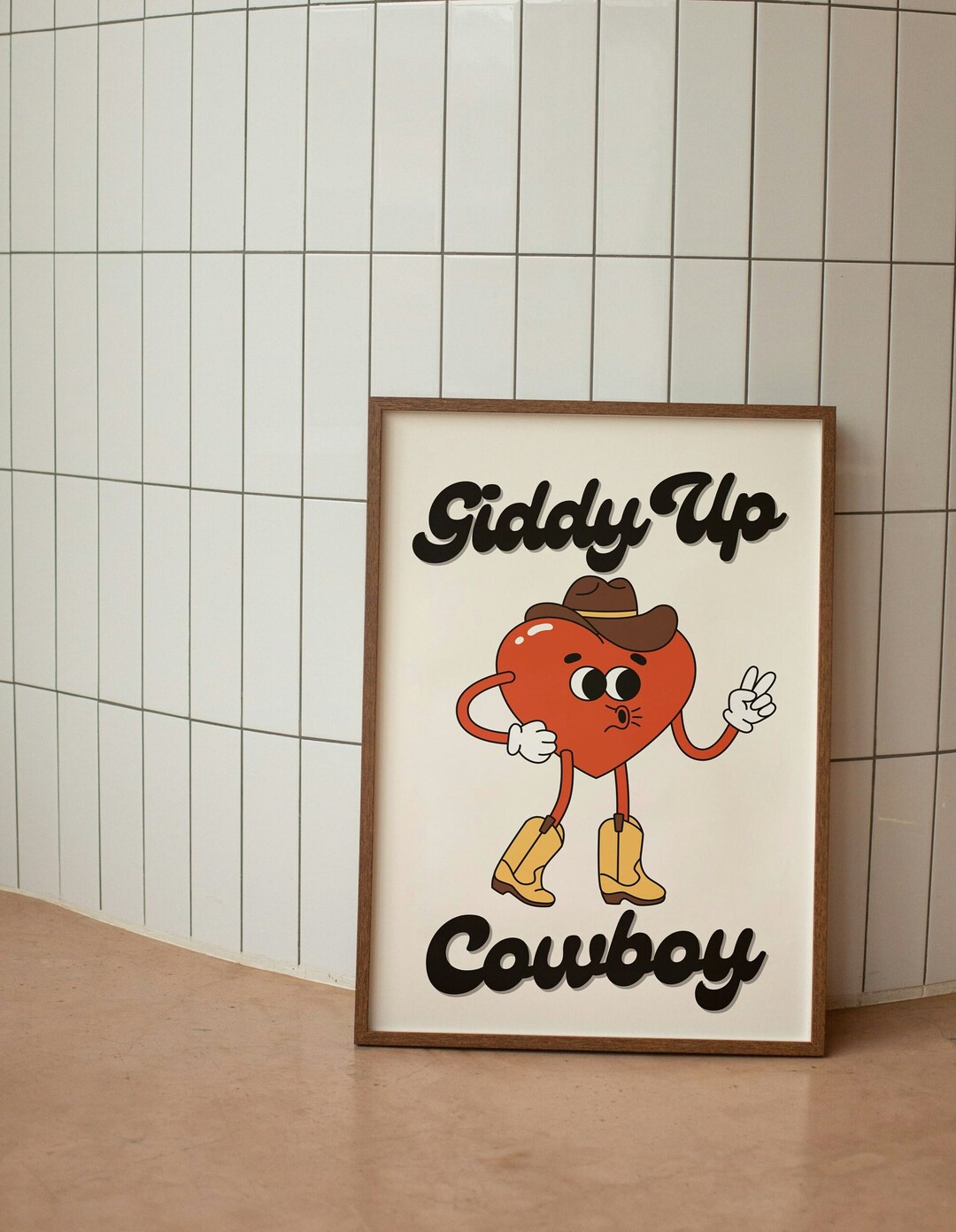 Retro Giddy up Cowboy Poster Vintage Western Wall Art Cowboy Hat Print ...