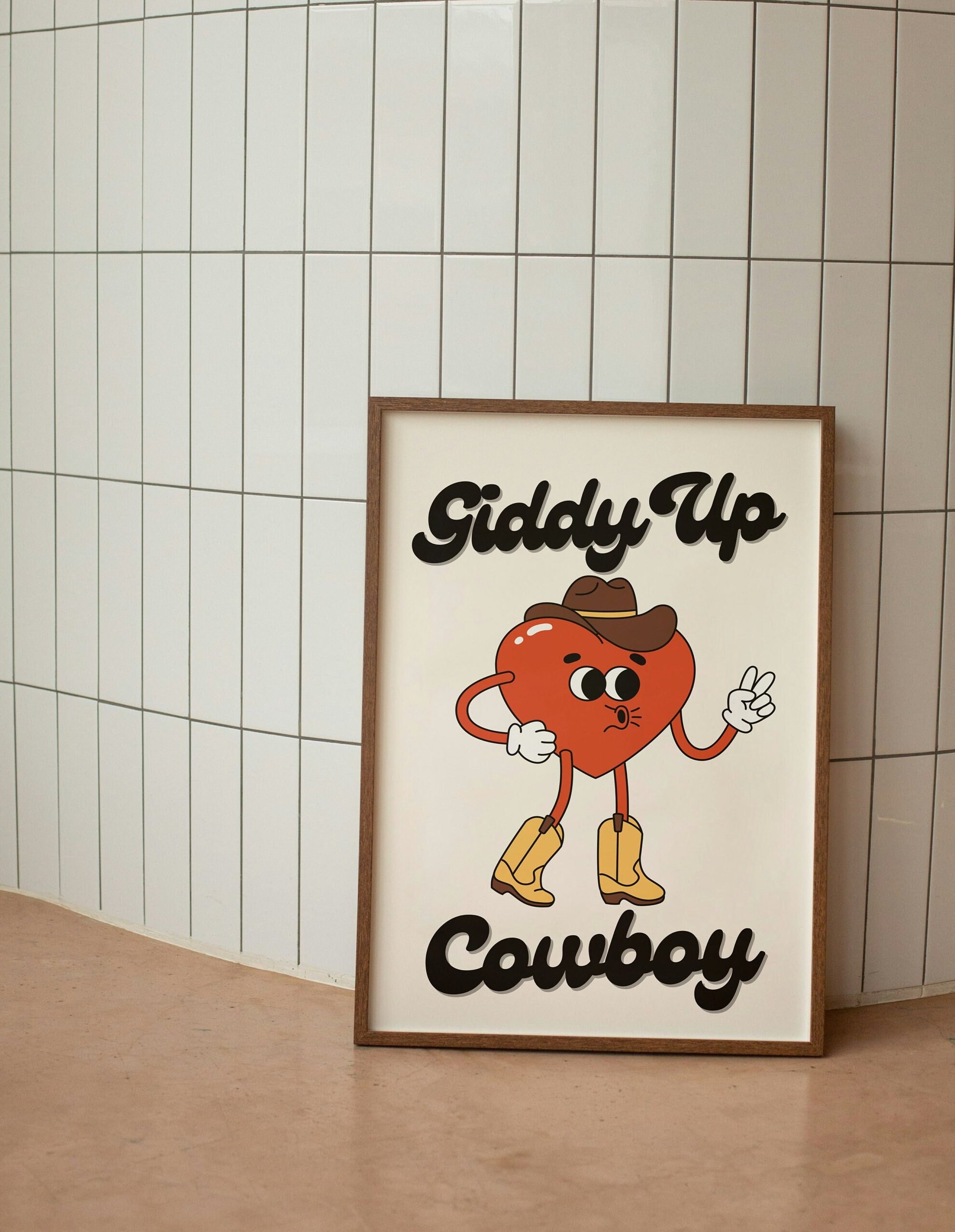 Retro Giddy up Cowboy Poster Vintage Western Wall Art Cowboy Hat Print ...