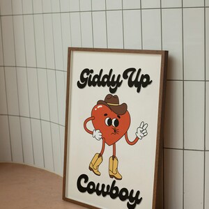 Retro Giddy up Cowboy Poster Vintage Western Wall Art Cowboy Hat Print ...