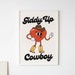 Retro Giddy up Cowboy Poster Vintage Western Wall Art Cowboy Hat Print ...