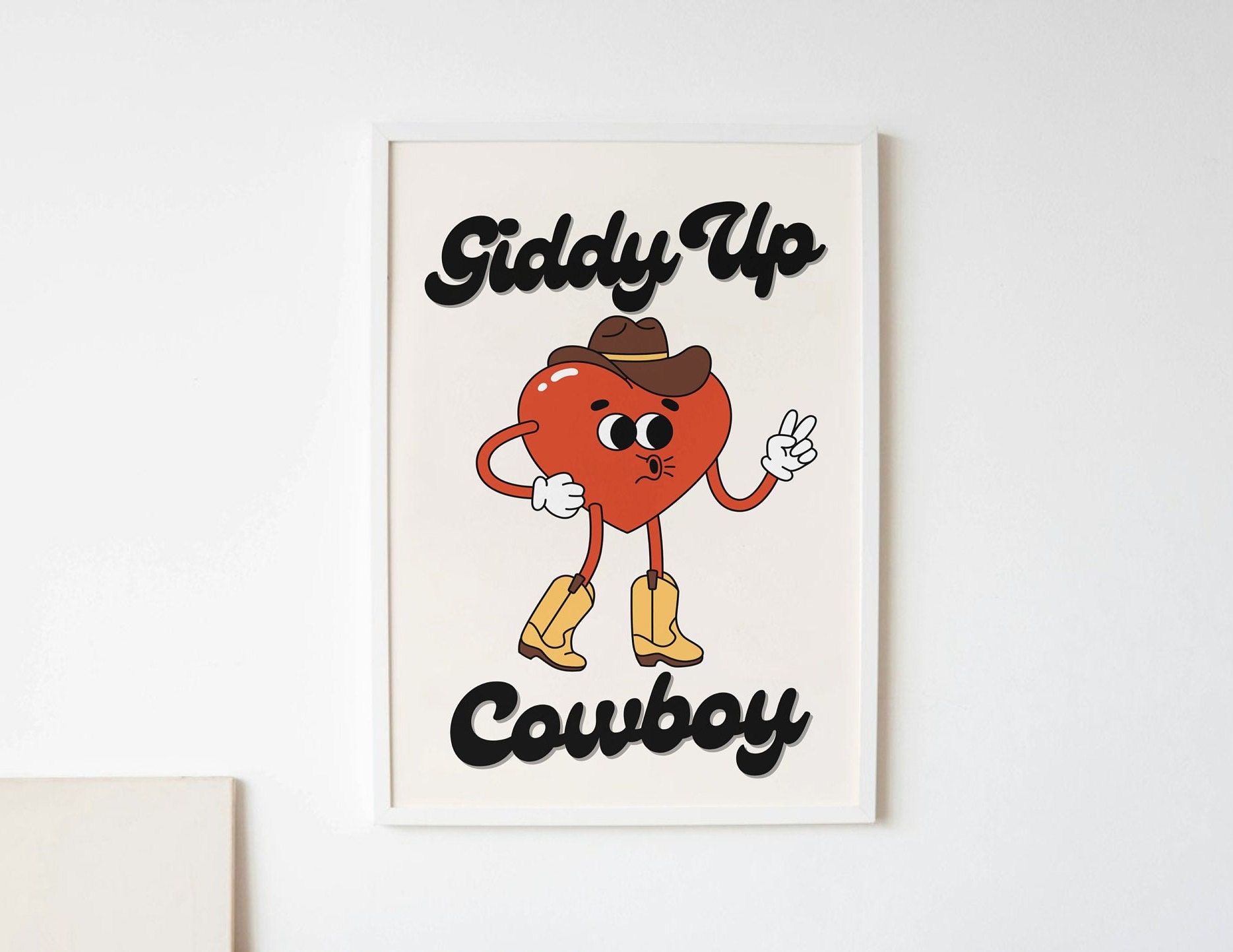 Retro Giddy up Cowboy Poster Vintage Western Wall Art Cowboy Hat Print ...