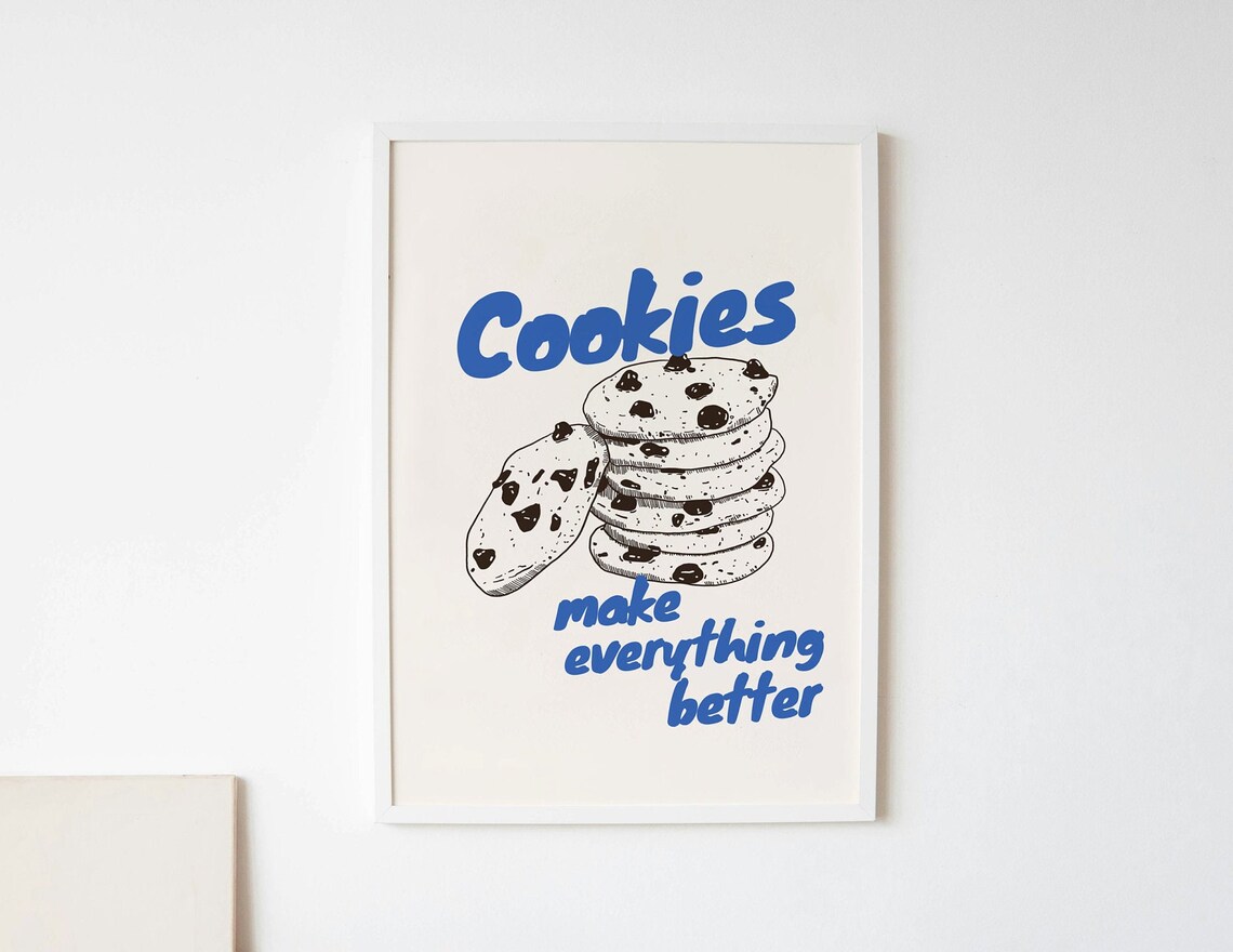 Cookies Poster Dessert Art Print Chocolate Chip Cookie Print, Sweets ...
