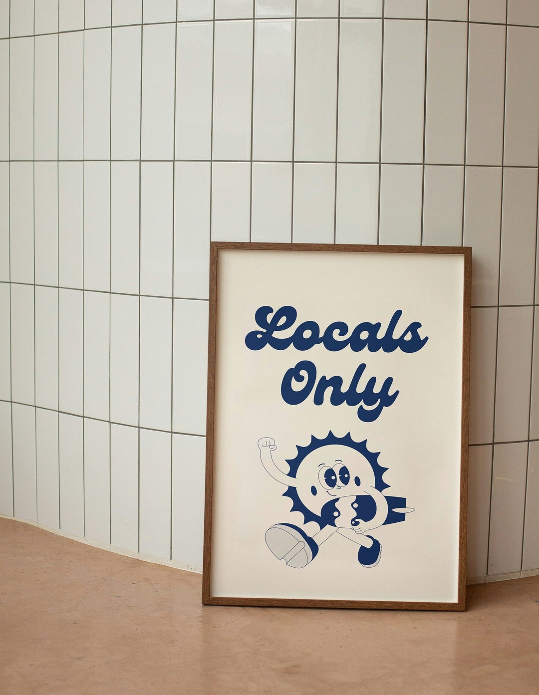 Locals Only Surf Poster Minimalist Surfer Wall Decor Vintage Beach ...