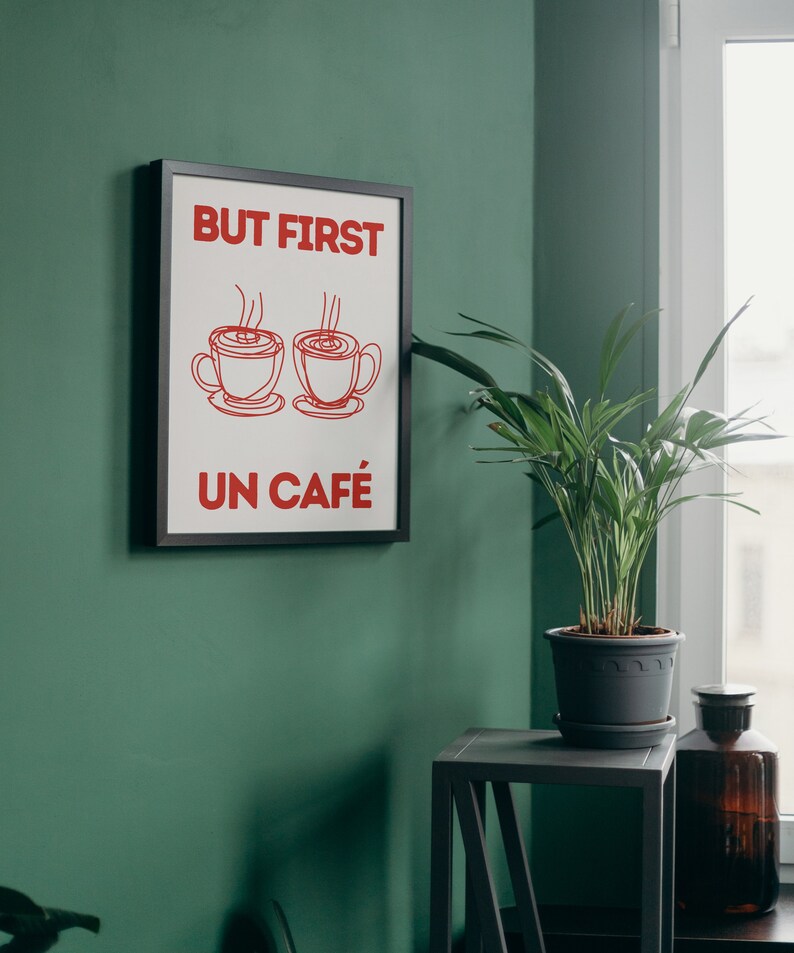 French Coffee Art Print Café Poster French Kitchen Decor Minimalist ...